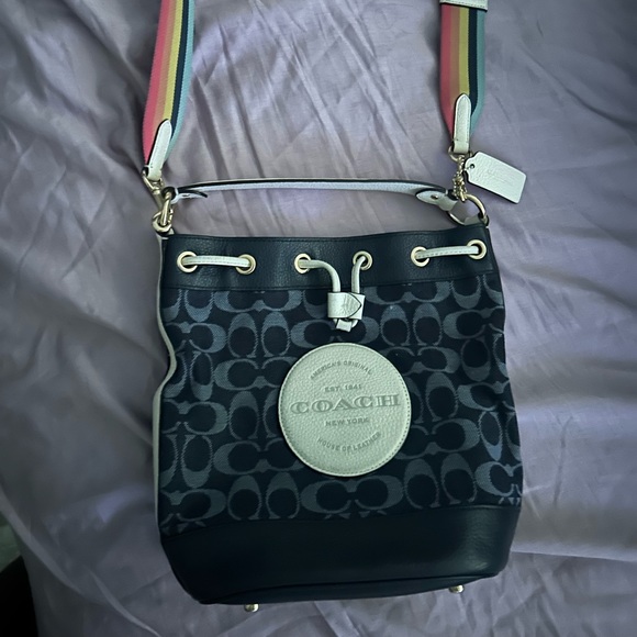 Coach | Bags | Denim Coach Logo Bag With Cross Body Strap | Poshmark